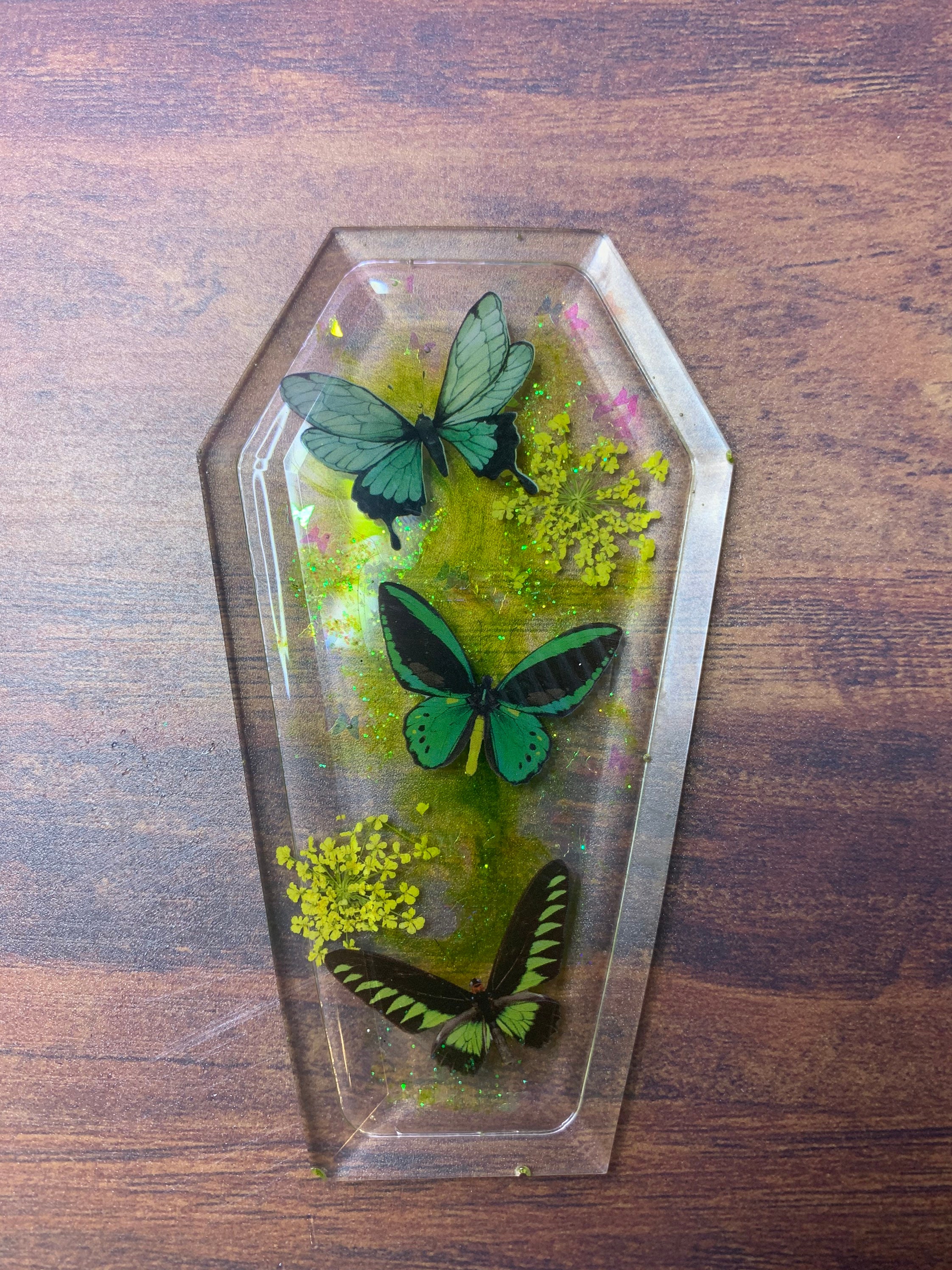 Pretty Green Butterfly Coffin Box - Etsy UK