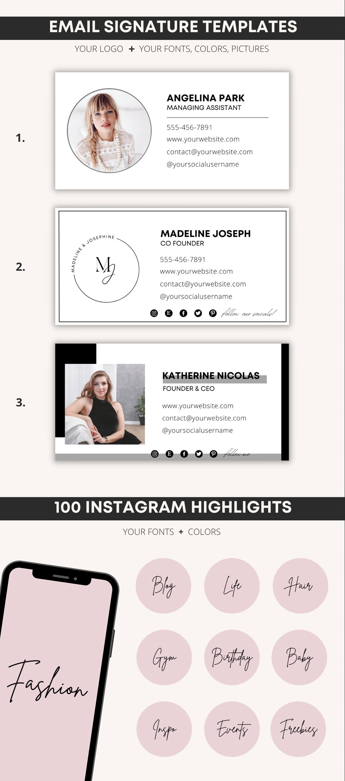 Premade Logo Set, Branding Kit, Text Logo, Modern Logo, Minimalist Logo ...