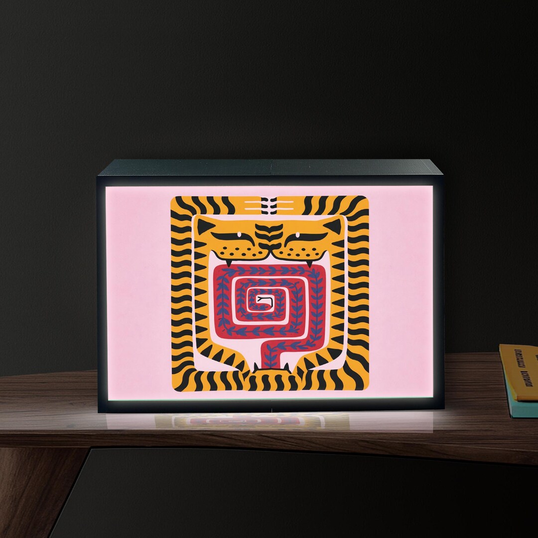Tiger Roar Lightbox: 3D Printed LED Light up Wall Art Decor Desk Sign ...