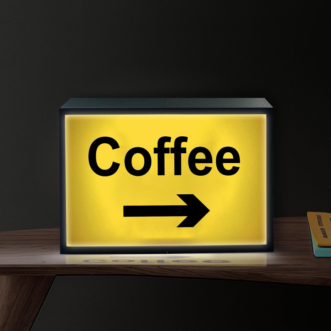 3D Printed Coffee Sign Lightbox: Interchangeable Art Display - USB ...