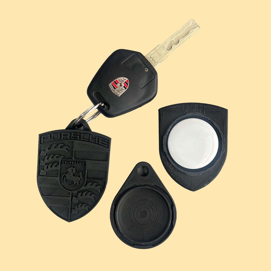 AirTag Keychain Handmade Porsche Crest Car Keyring, Cool Gifts Men ...