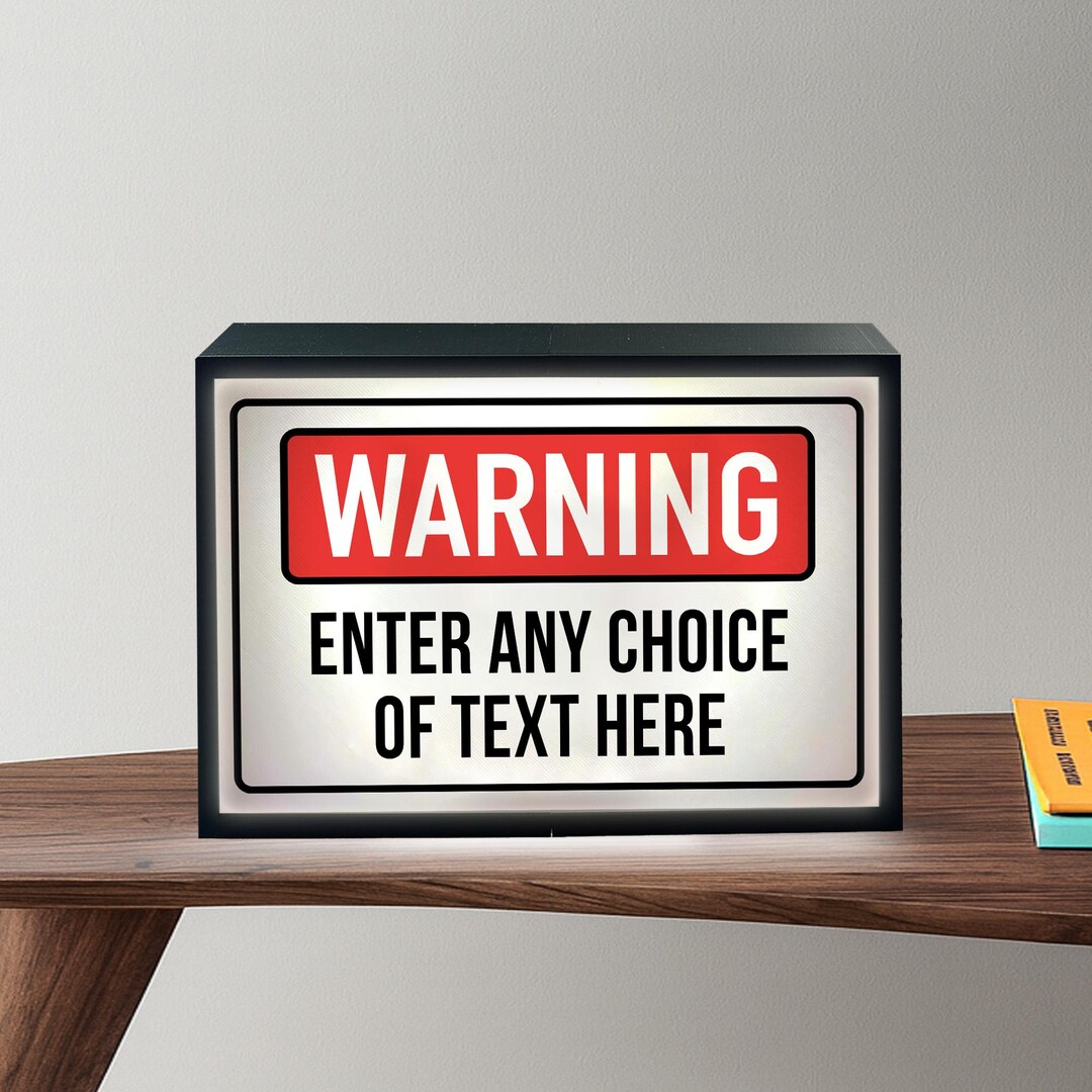 Personalised Warning Sign Lightbox: 3D Printed LED Custom Wall Art - Etsy