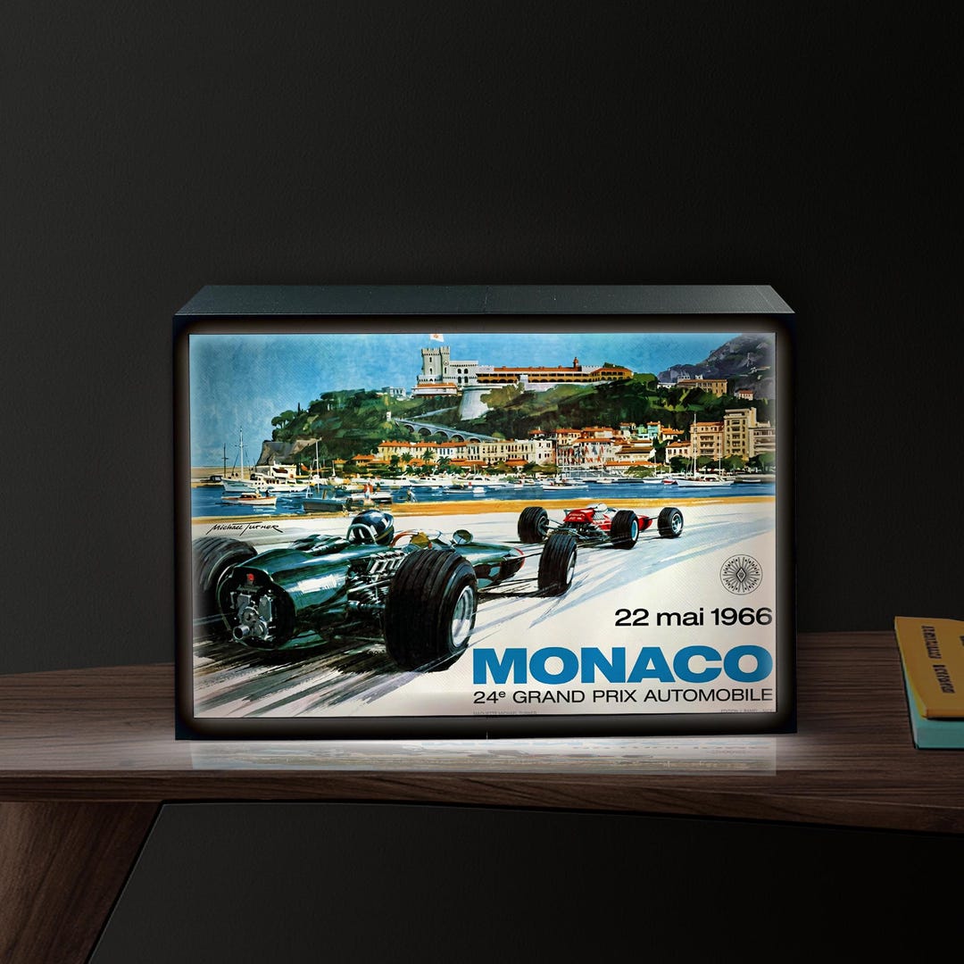 Vintage 1966 Monaco Grand Prix Lightbox: 3D Printed LED Light up Wall ...