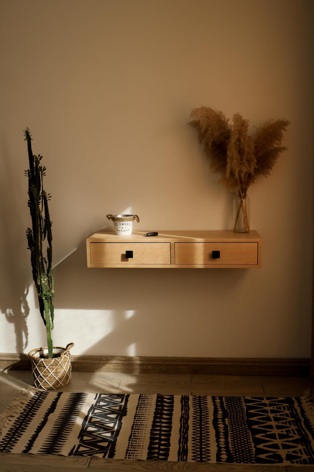 Wall Mounted Console Table With Drawers, Floating Shelf for Entryway ...