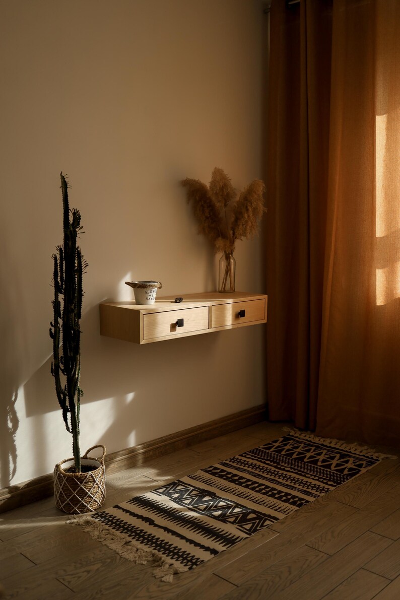 Wall Mounted Console Table With Drawers, Floating Shelf for Entryway ...