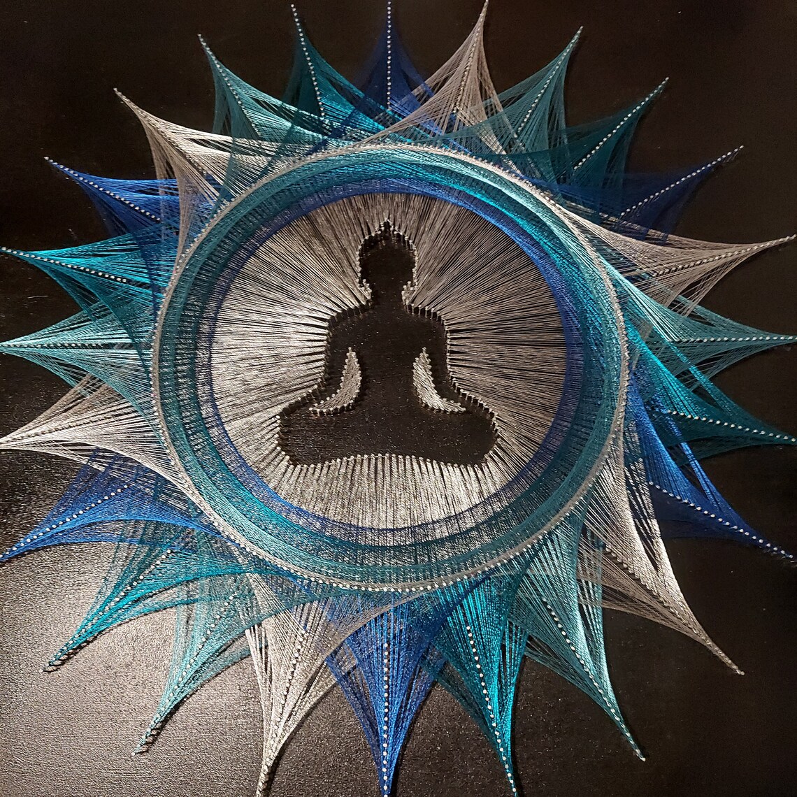 Buddha Mandala Wall Hanging 3D Blue & Silver String Art - Etsy