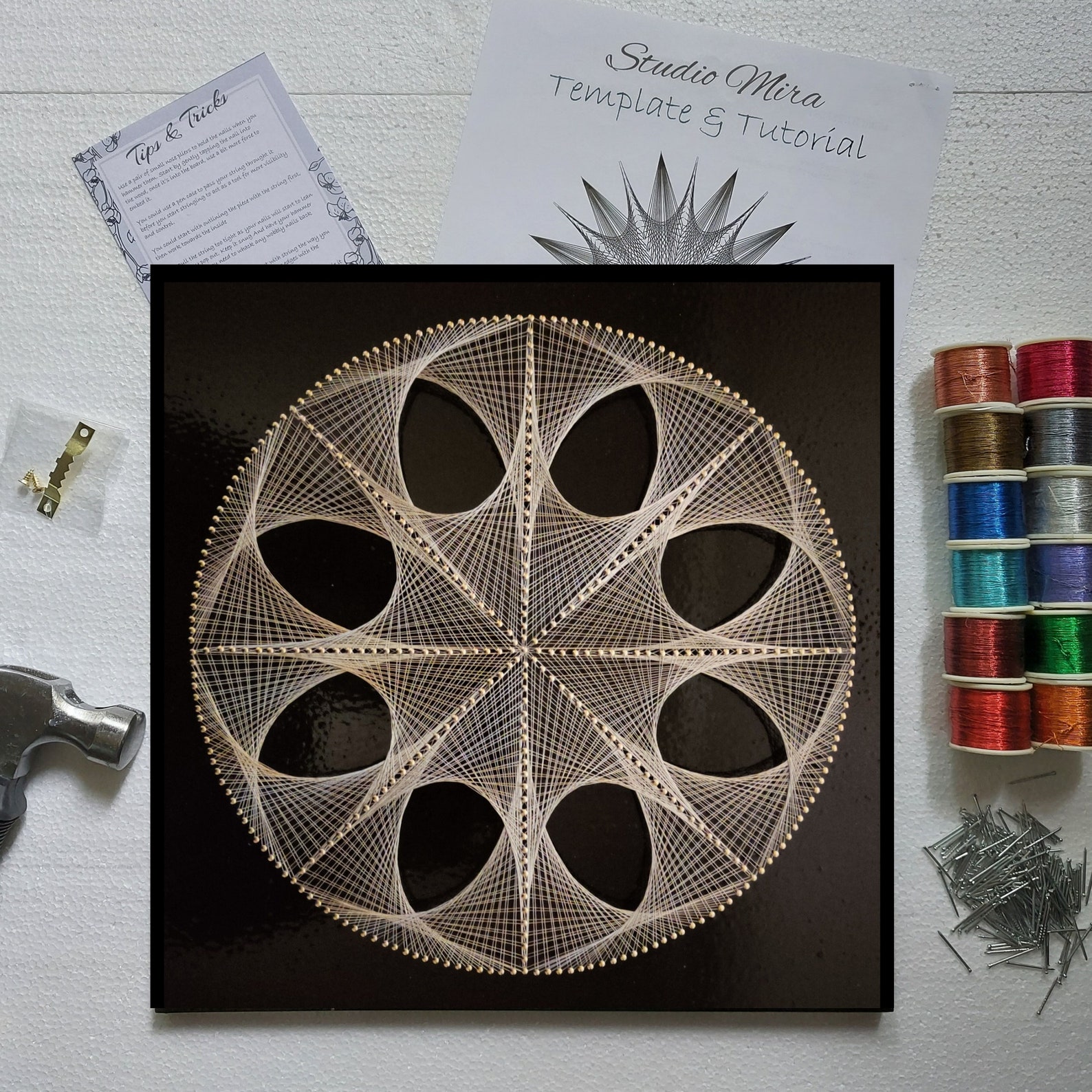 DIY Mandala String Art Kit, 12"x12" Eclectic Wall Decor Meditative ...
