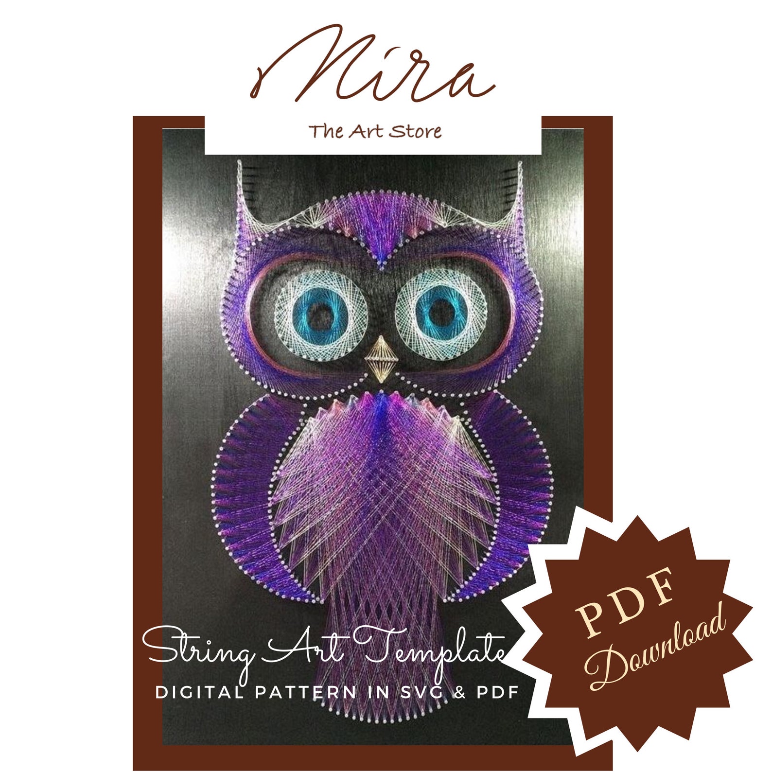 OWL String Art Pattern & Tutorial A4 Size Digital Download | Etsy