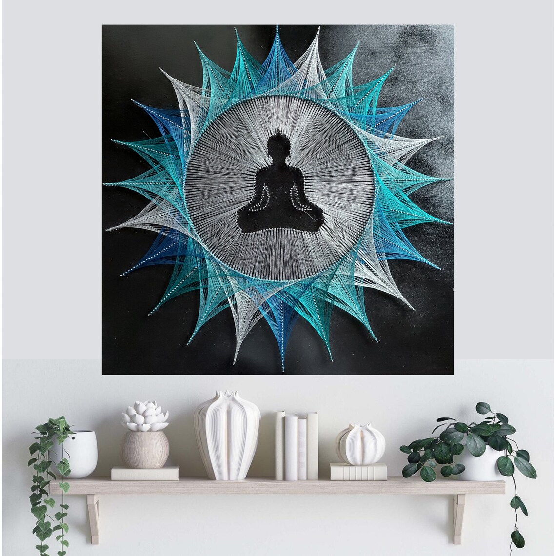Buddha Mandala Wall Hanging 3D Blue & Silver String Art - Etsy