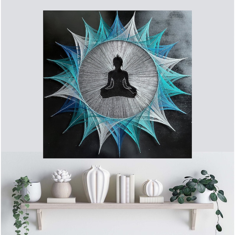 Buddha Mandala Wall Hanging 3D Blue & Silver String Art - Etsy