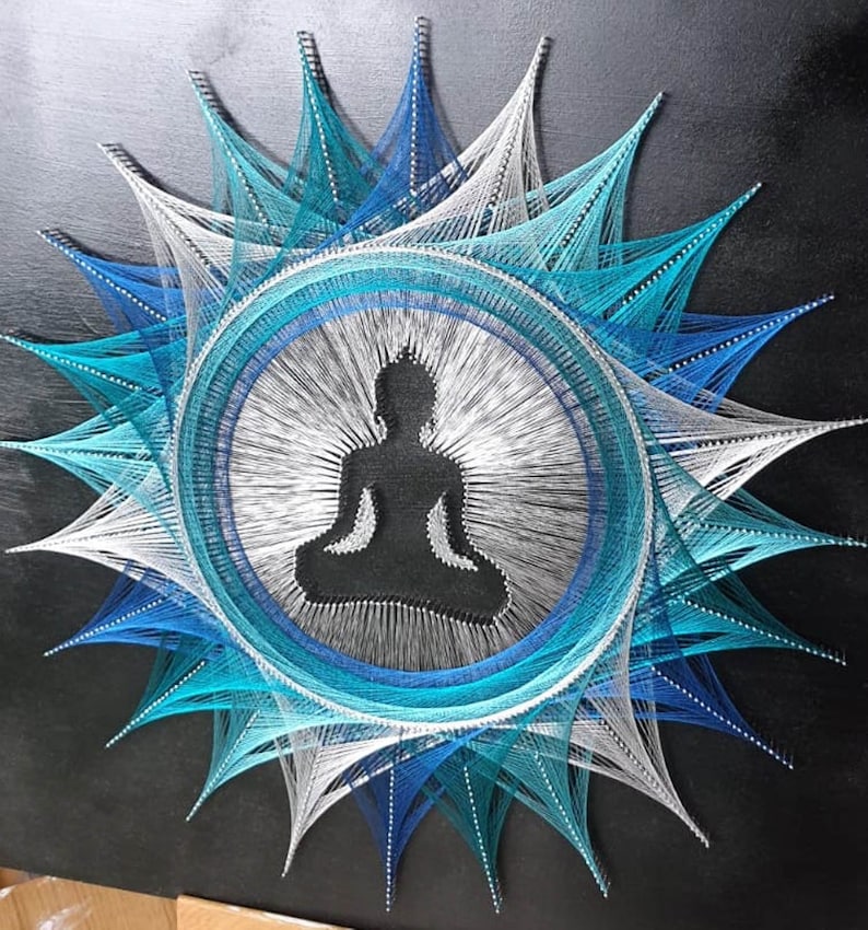 Buddha Mandala Wall Hanging 3D Blue & Silver String Art - Etsy