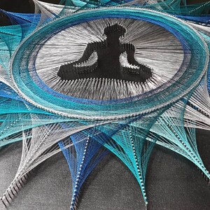 Buddha Mandala Wall Hanging, 3D Blue & Silver String Art 24x24 Large ...