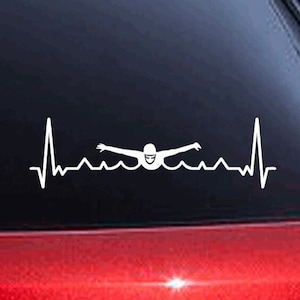 Swimming Heartbeat Decal, Swimmers Decal, Swim Life Stickers, I Love ...