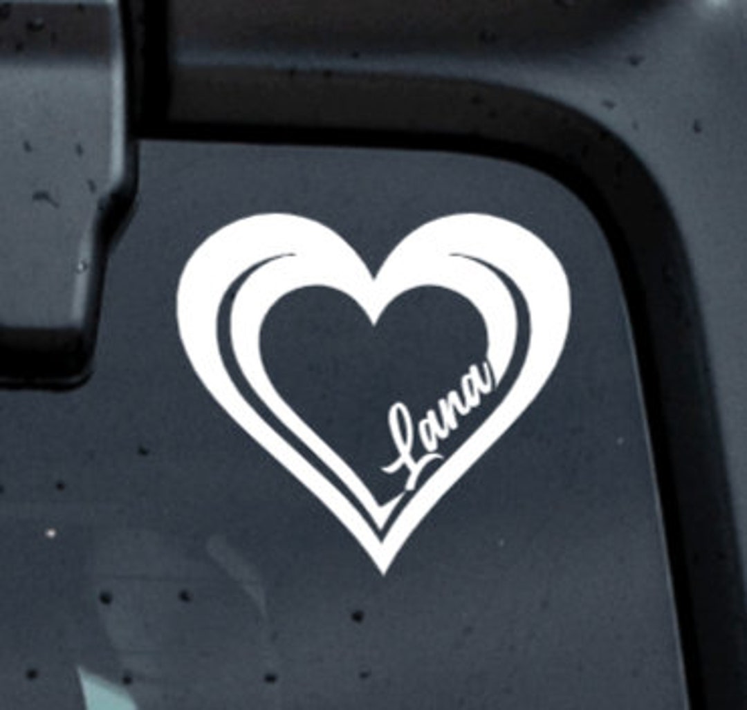 Custom Heart With Name Decal Custom Heart With Name Sticker Custom Name ...