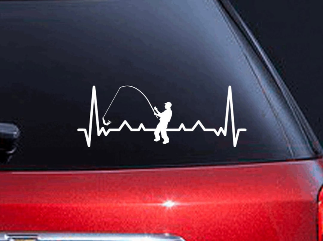 Fishing Heartbeat Line Truck Car Decal, I Love Fishing Heartbeat Truck ...