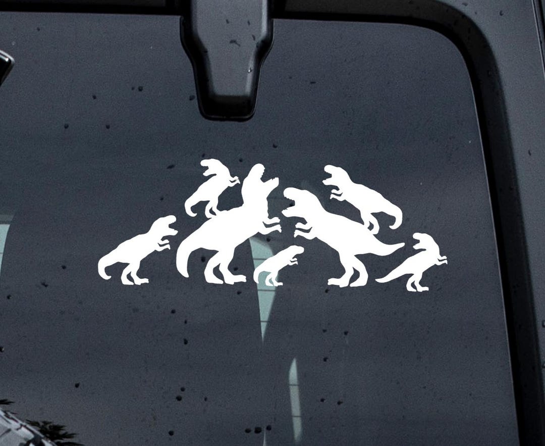 Dinosaur Stick Family of 7 Car Decal, Dino Stick Figure Car Decal ...