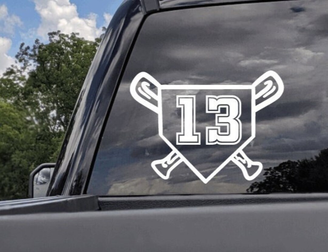 Custom Jersey Number in Home Plate Decal, Baseball Decals, Softball ...
