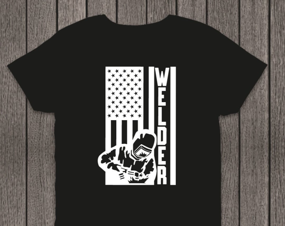 American Welder Shirt, Welding Flag Shirts, Black Welding Shirt ...