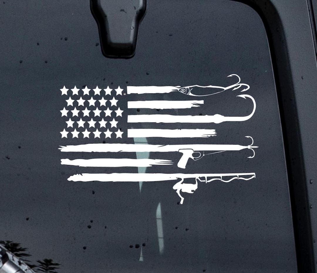 US Flag Fishing Pole Stripes Decal: Truck, Boat, Tackle Box Sticker - Etsy