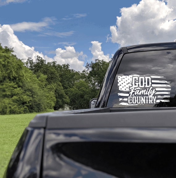 God Family Country Truck Decal USA Flag Decal Faith and - Etsy