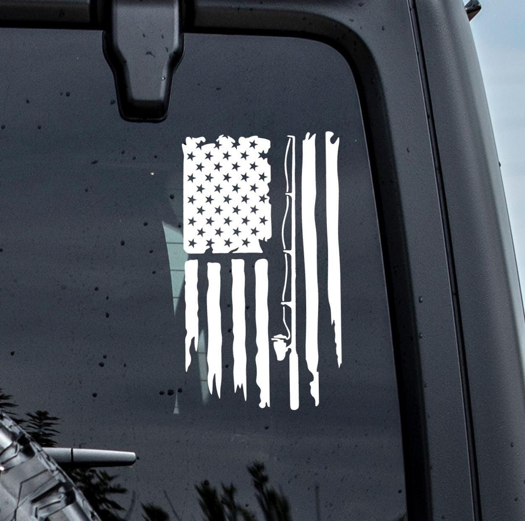 US Flag Fishing Rod Decal: Patriotic Car Truck Sticker - Etsy