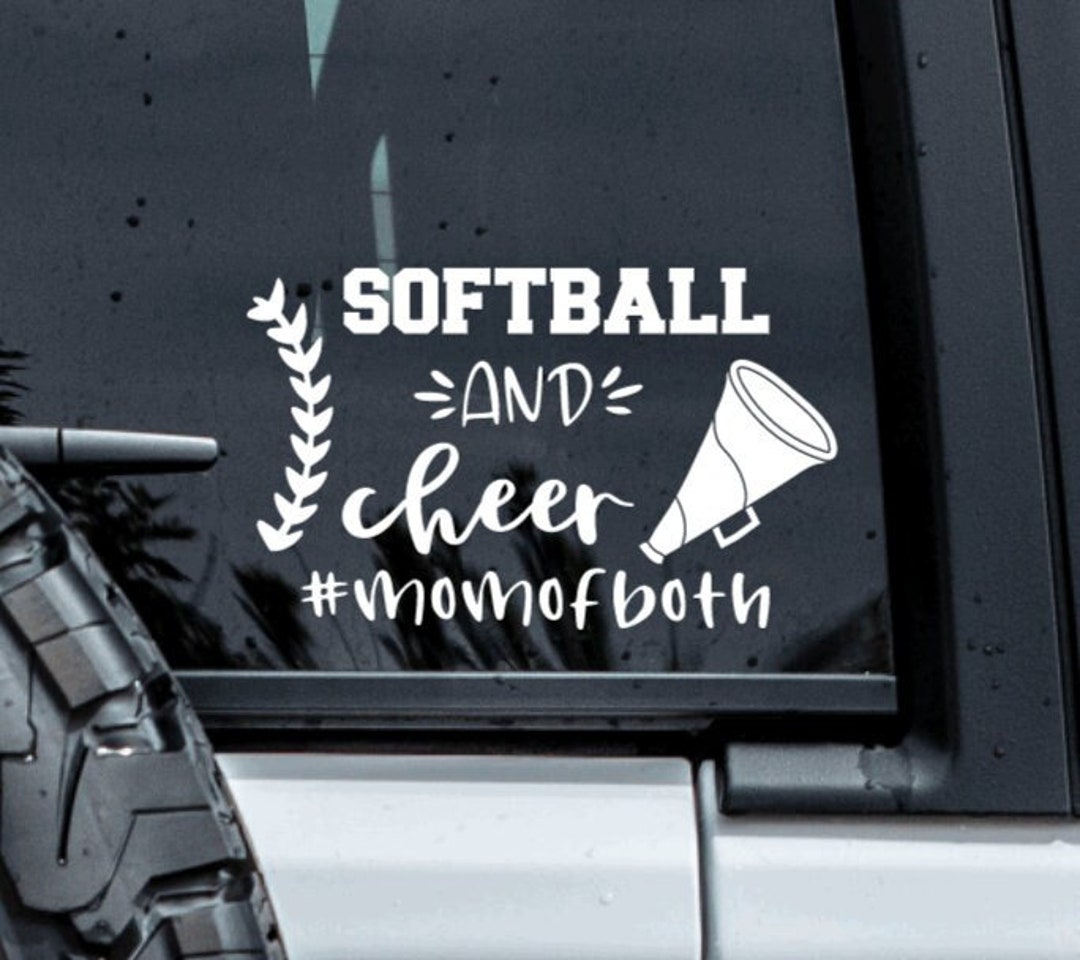 Softball and Cheer Mom of Both Decal, Cheer Decals, Softball Decals ...