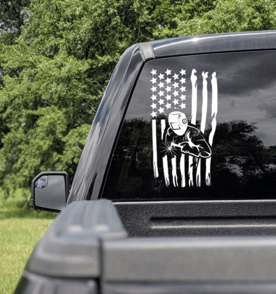 U.S. Welder Flag Vertical Truck Decal, American Welder Decal, Welding ...
