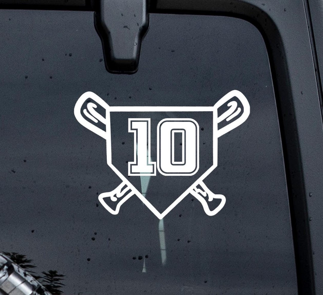 Custom Jersey Number in Home Plate Decal, Baseball Decals, Softball ...