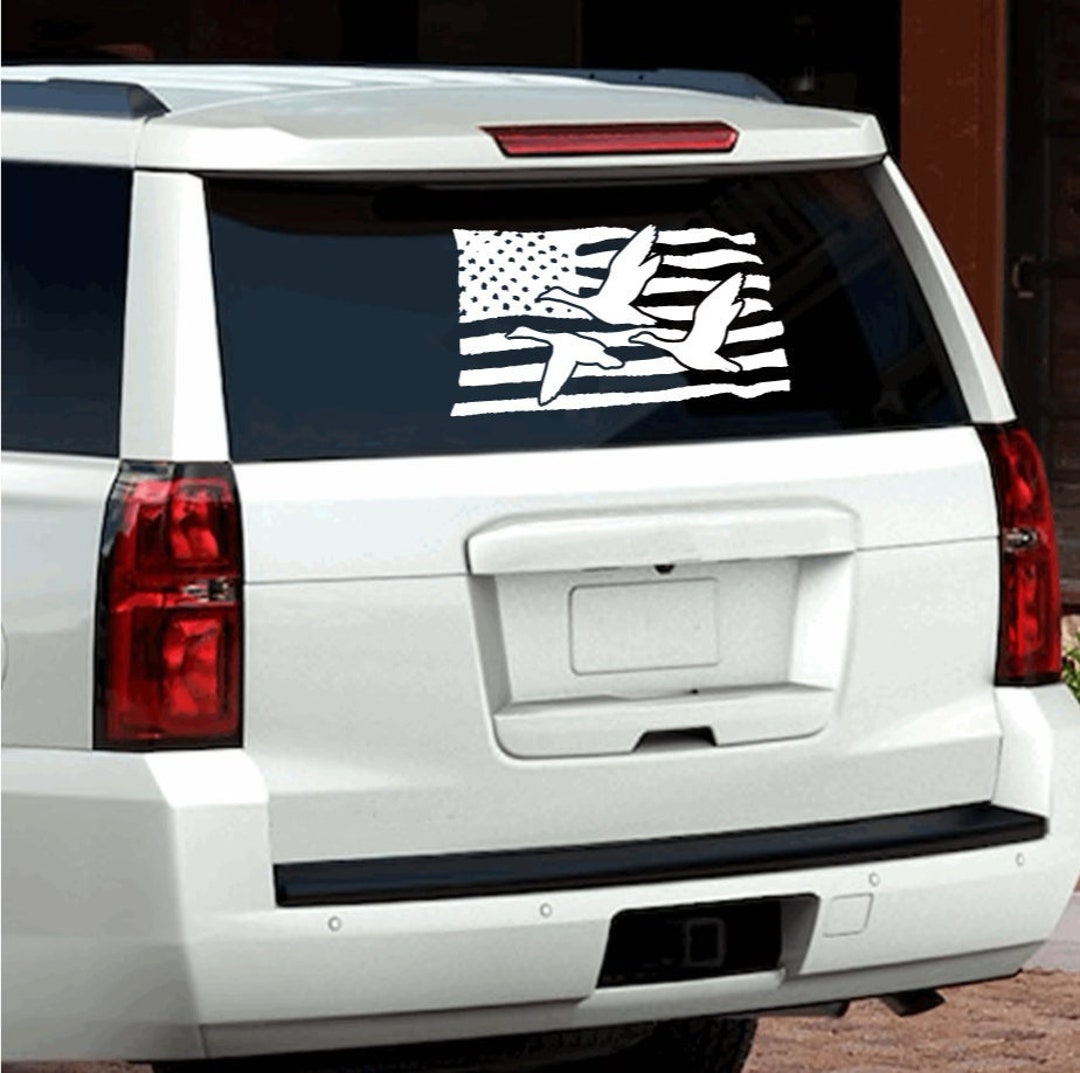 USA FLAG Duck Hunting Truck/car Decal, Duck Truck Decal, Duck Decals ...