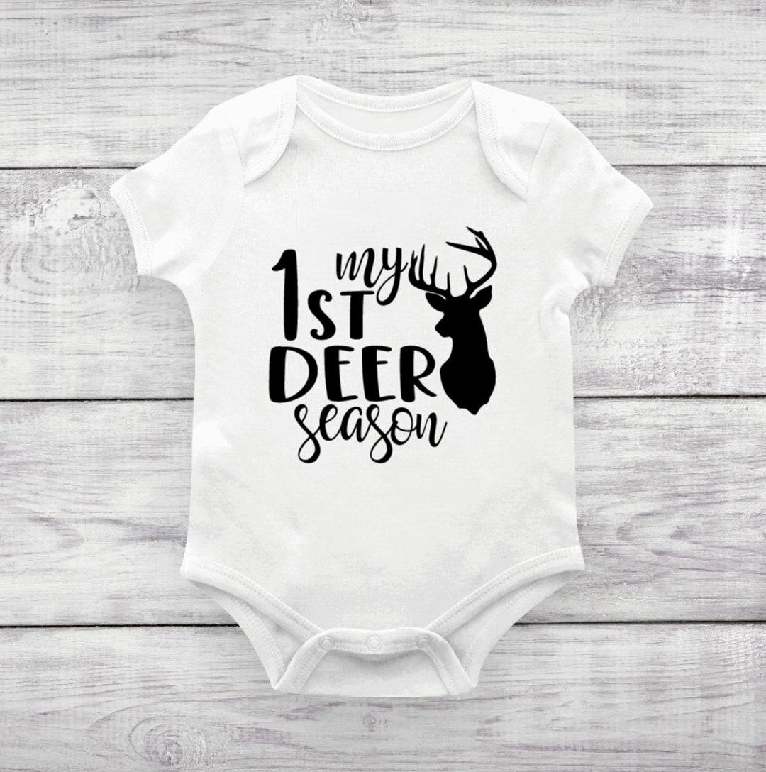 My First Deer Season Hunting Baby Bodysuit, Hunting Baby Outfits, Cute ...