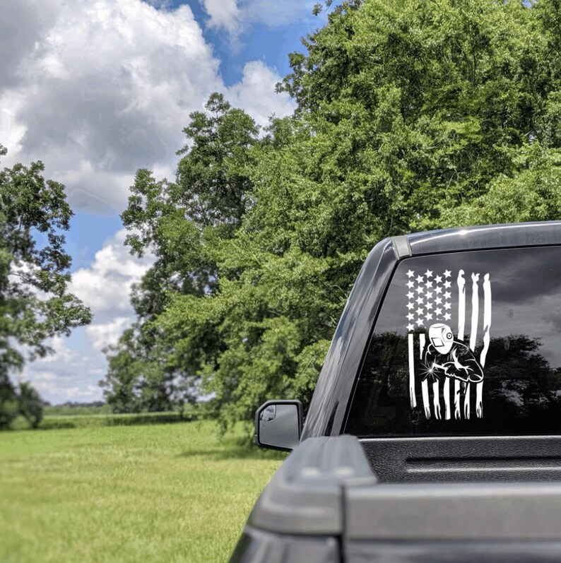 U.S. Welder Flag Vertical Truck Decal American Welder Decal - Etsy