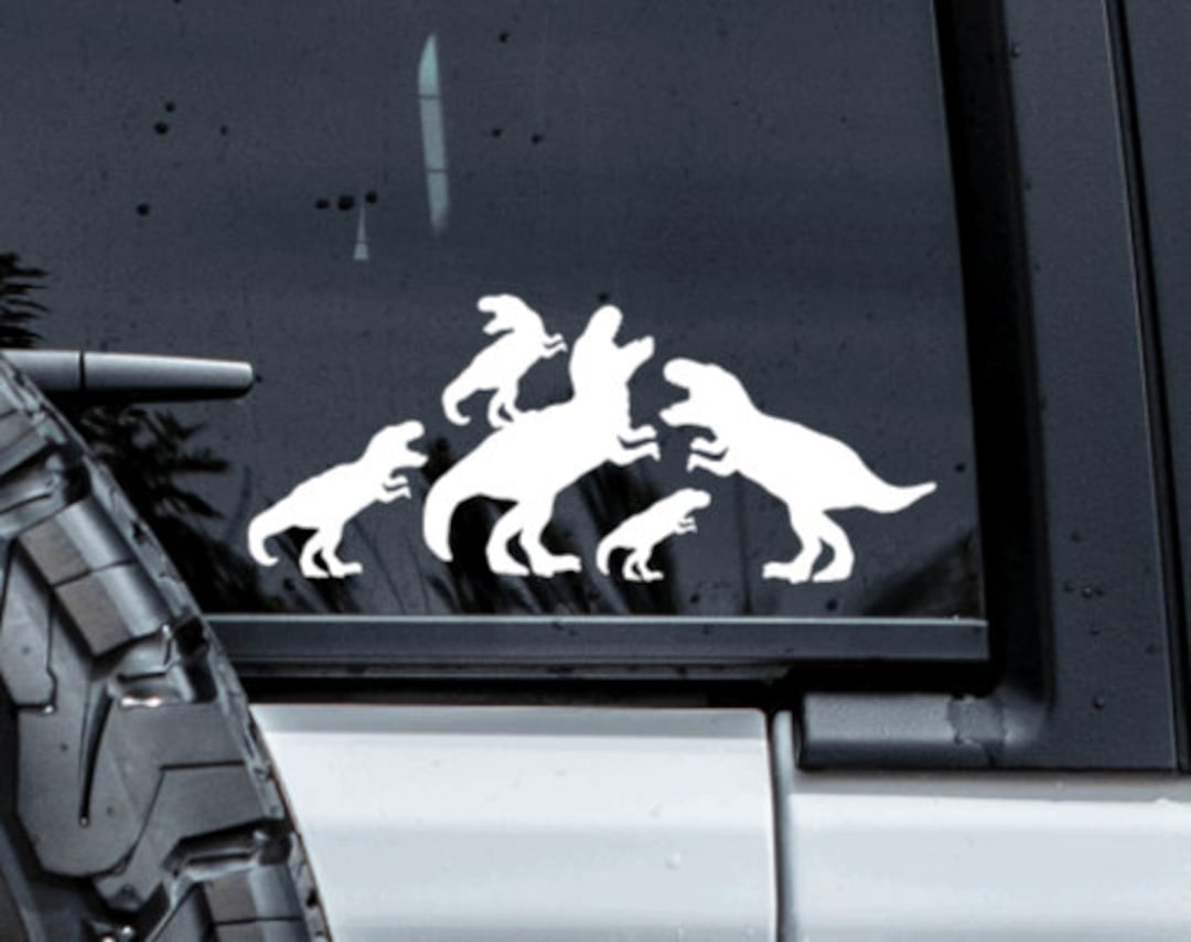 Dinosaur Stick Family of 5 Car Decal, Dino Stick Figure Car Decal ...