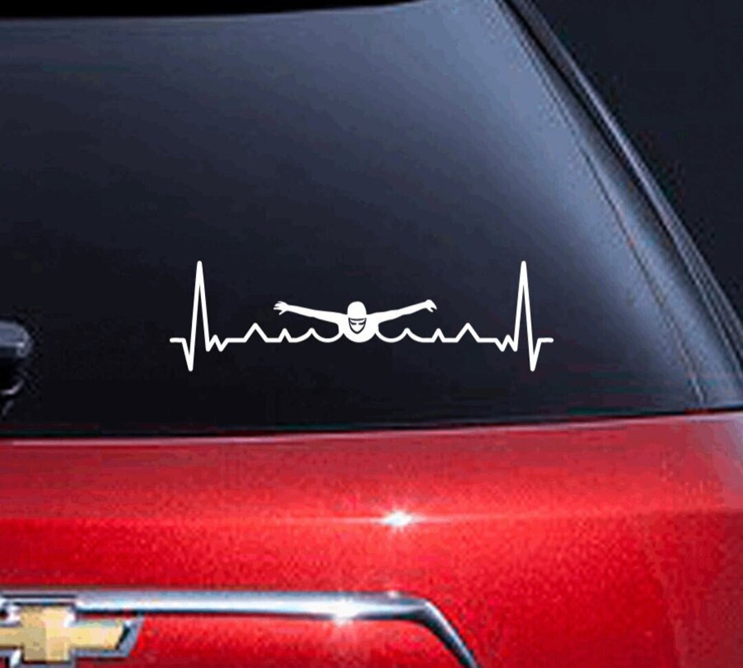 Swimming Heartbeat Decal, Swimmers Decal, Swim Life Stickers, I Love ...
