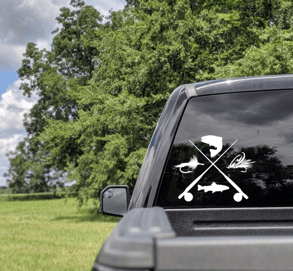 Bass Fishing Vinyl Decal: Crossed Rods & Lures Truck Sticker - Etsy