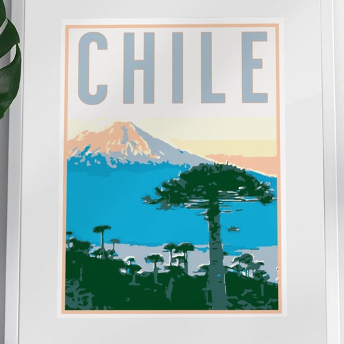 Vintage Art Chile Travel Poster Print Canvas Hanging Wall - Etsy