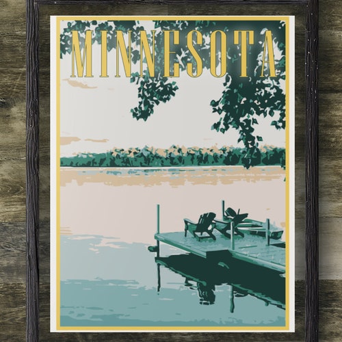 Minnesota Poster Travel Print Vintage Style Minnesota Art - Etsy