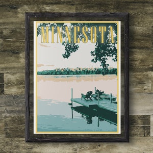 Minnesota Travel Poster Vintage Style Posterhome Wall Art | Etsy