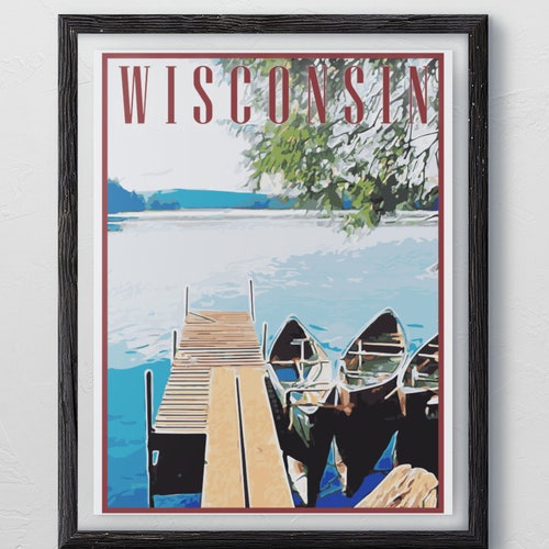 Wisconsin Travel Poster Vintage Style Posterhome Wall Art - Etsy