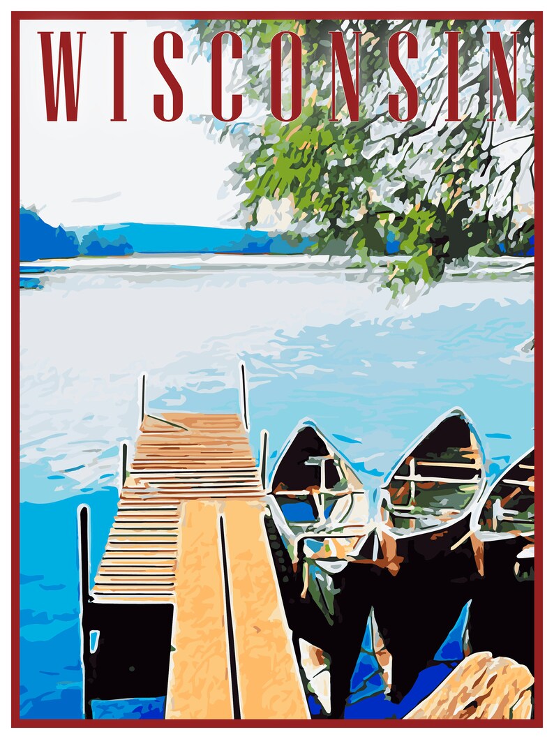 Wisconsin Travel Poster Vintage Style Posterhome Wall Art - Etsy