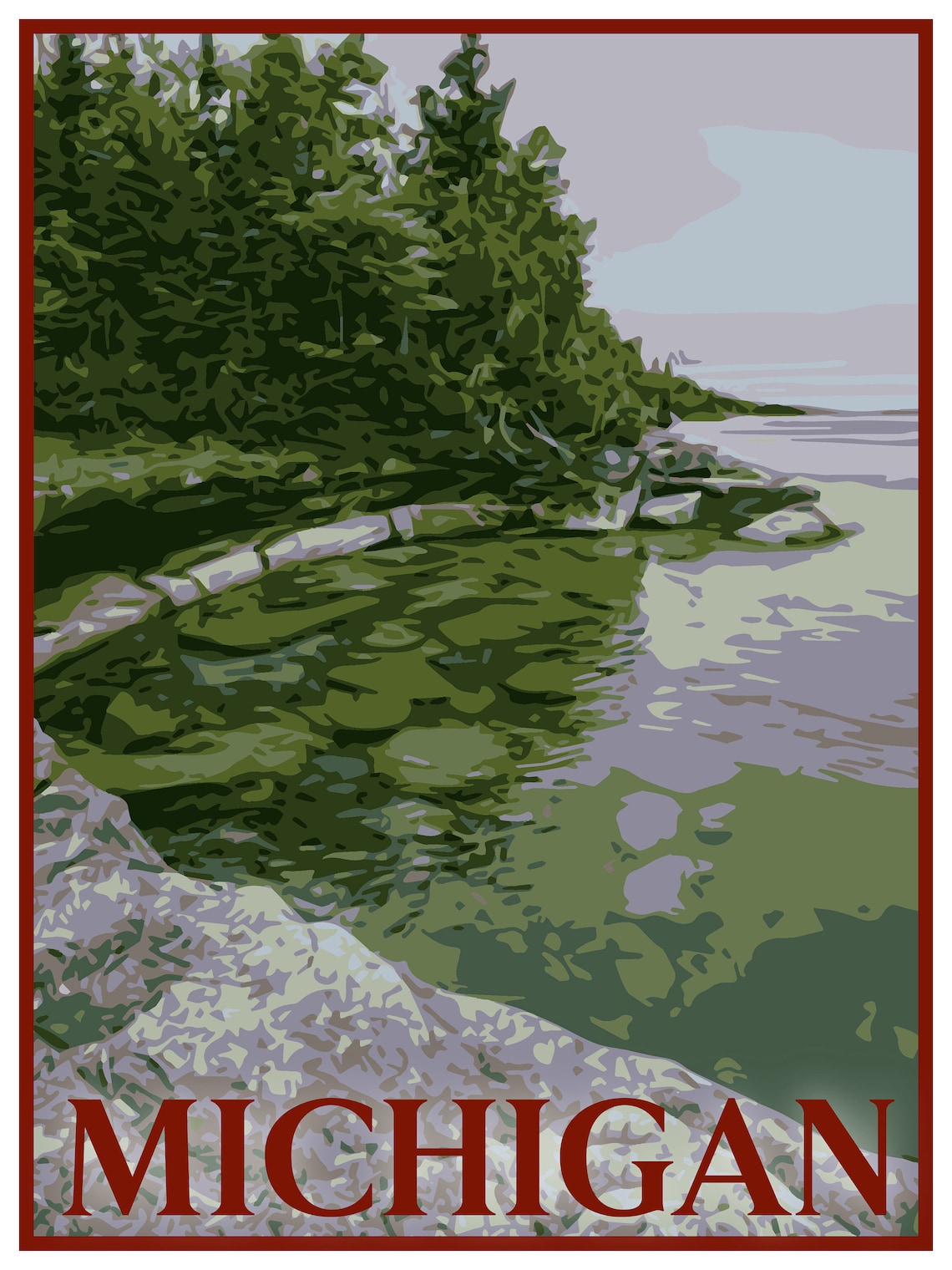 Michigan Travel Poster, Vintage Style Poster,home, Wall Art, Travel ...