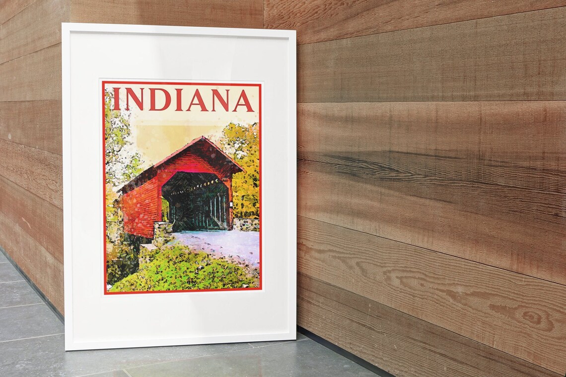 Indiana Travel Poster Vintage Style Posterhome Wall Art - Etsy