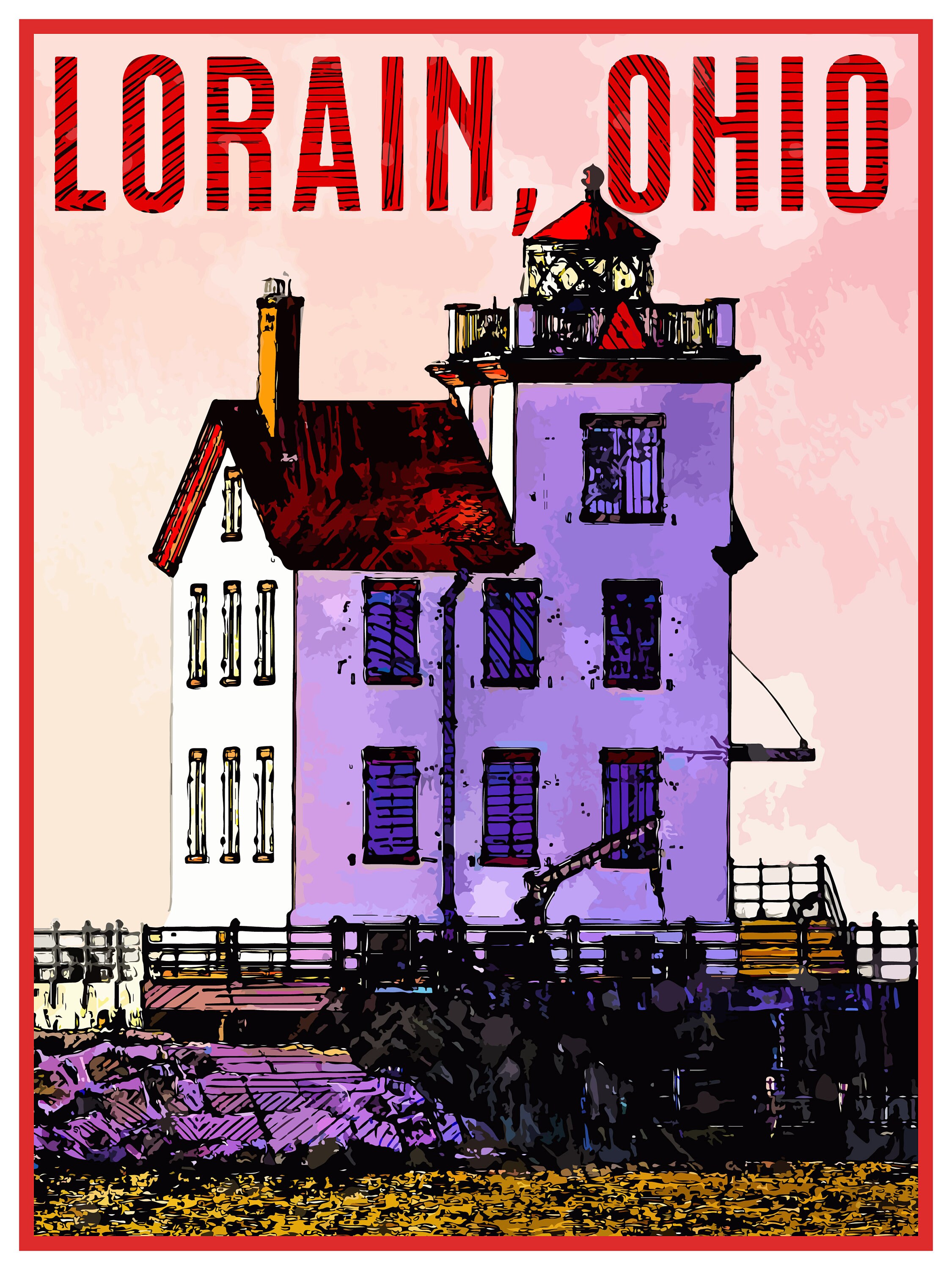 Ohio Travel Poster, Vintage Style Print, Decor, Lighthouse, Wall Art ...