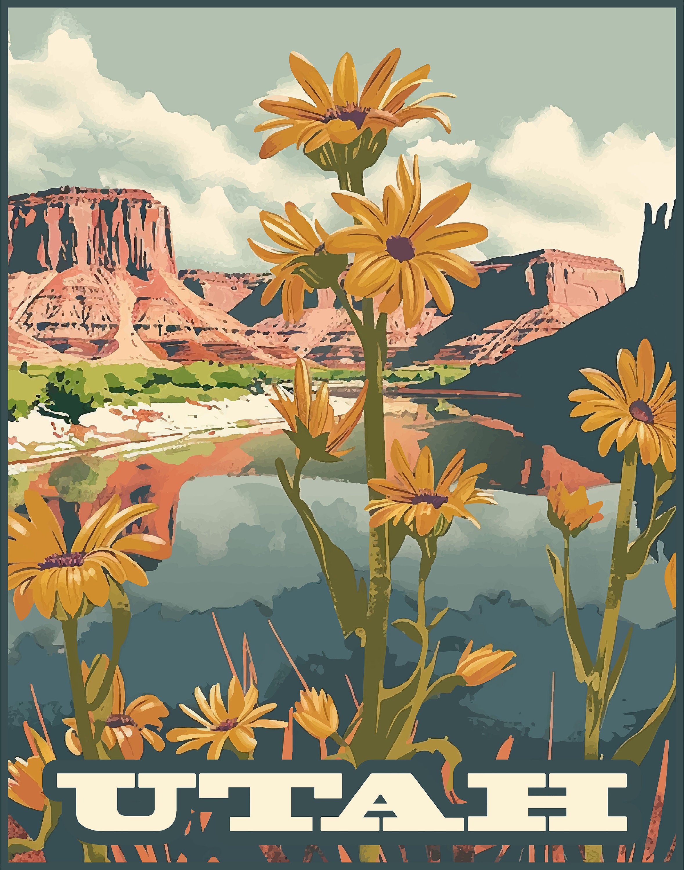 Utah Travel Poster, Vintage Serigraph Style Poster, Wall Art, Travel ...