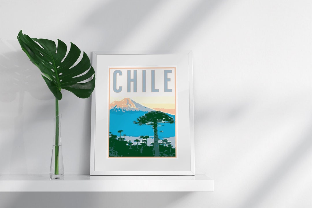 Chile Travel Poster, Vintage Style Poster, Home, National Park, Wall ...