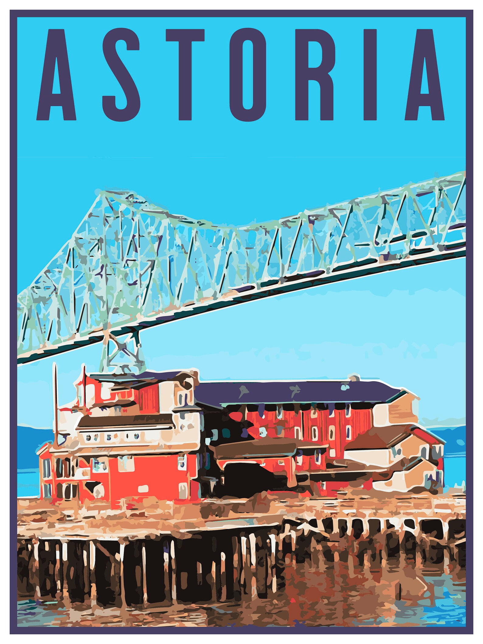 Astoria Oregon Travel Poster: Vintage Serigraph Style Wall Art - Etsy