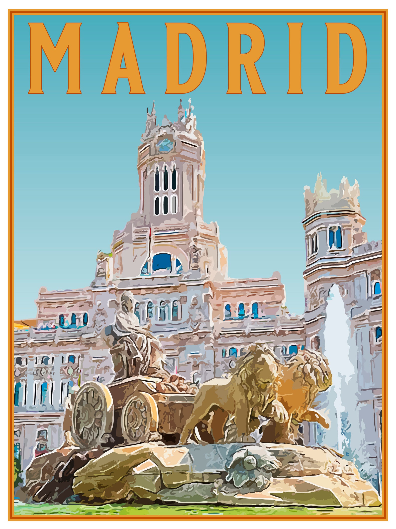 Madrid Travel Poster vintage Sérigraphie Style Poster | Etsy