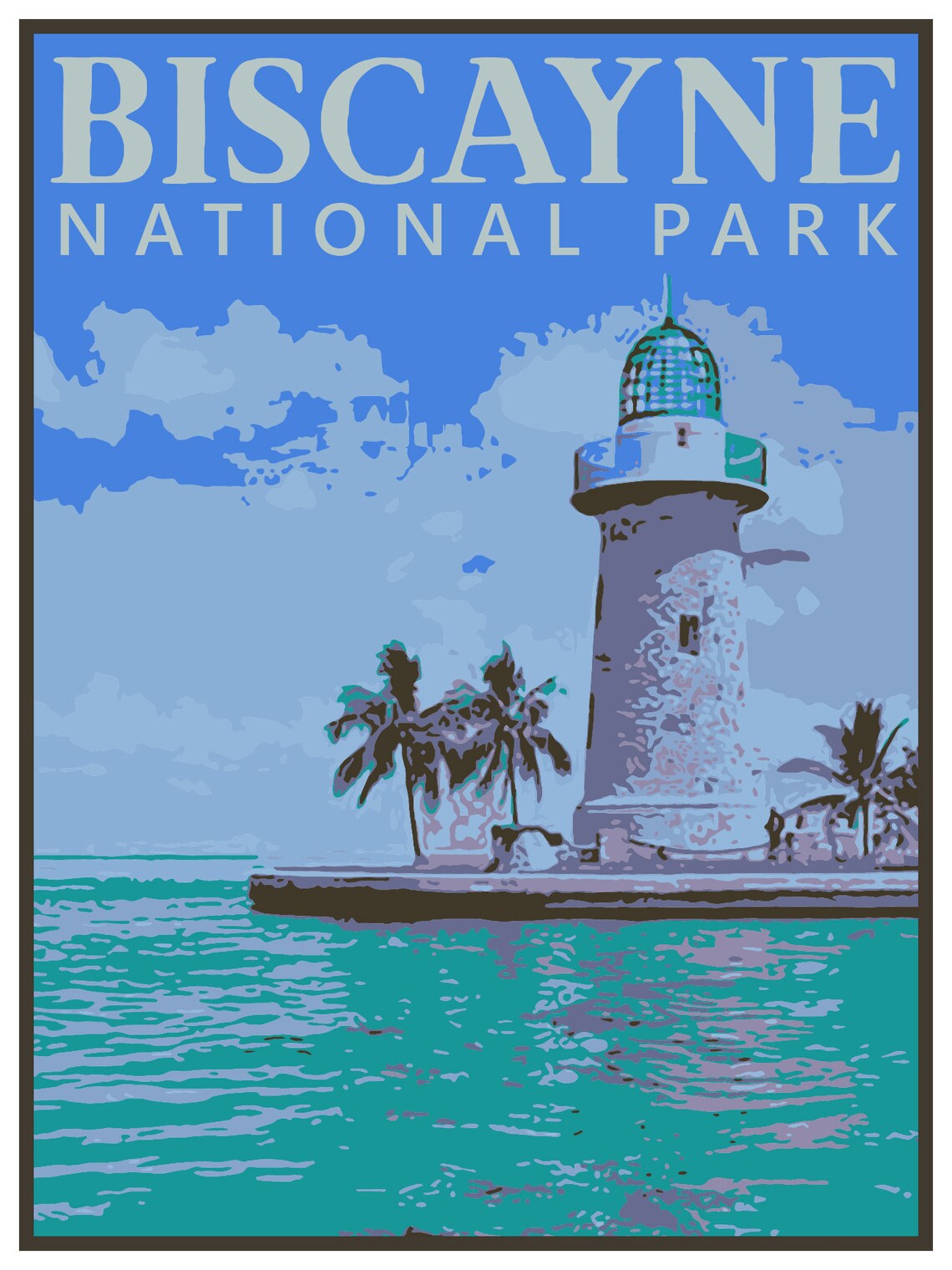 Biscayne National Park Travel Poster Vintage Serigraph Style - Etsy