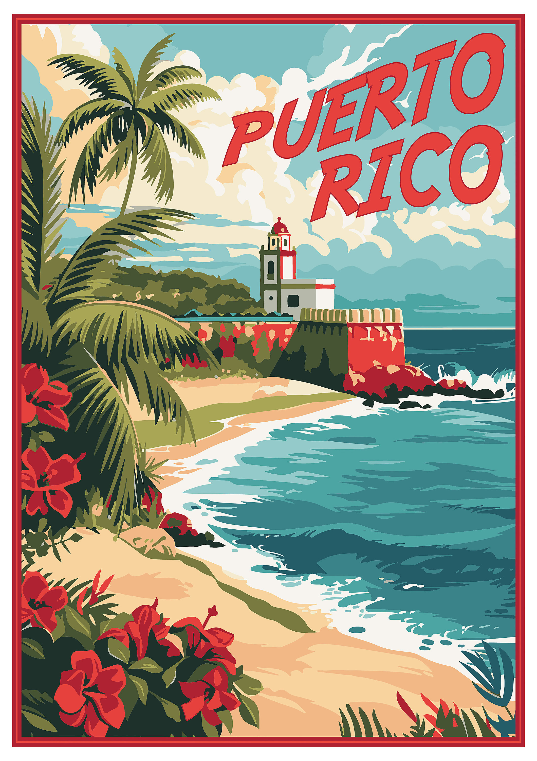 Printable Puerto Rico Travel Poster, Vintage Style Poster,home, Wall ...