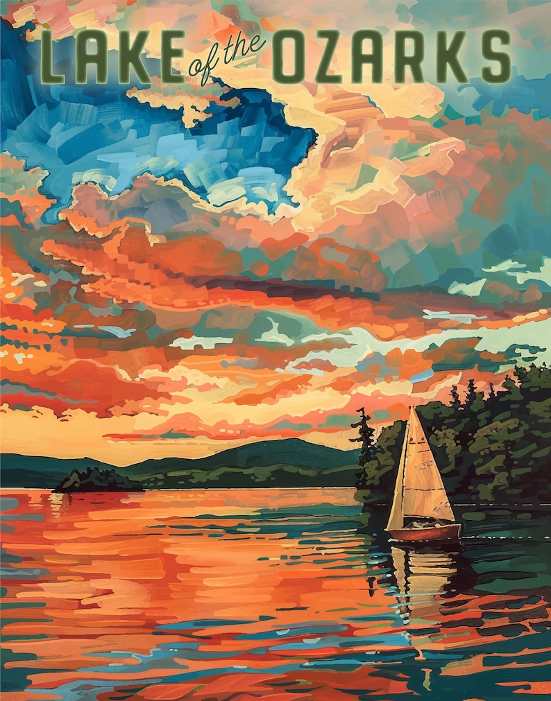 Missouri Lake of the Ozarks Travel Poster, Vintage Style Poster,home ...