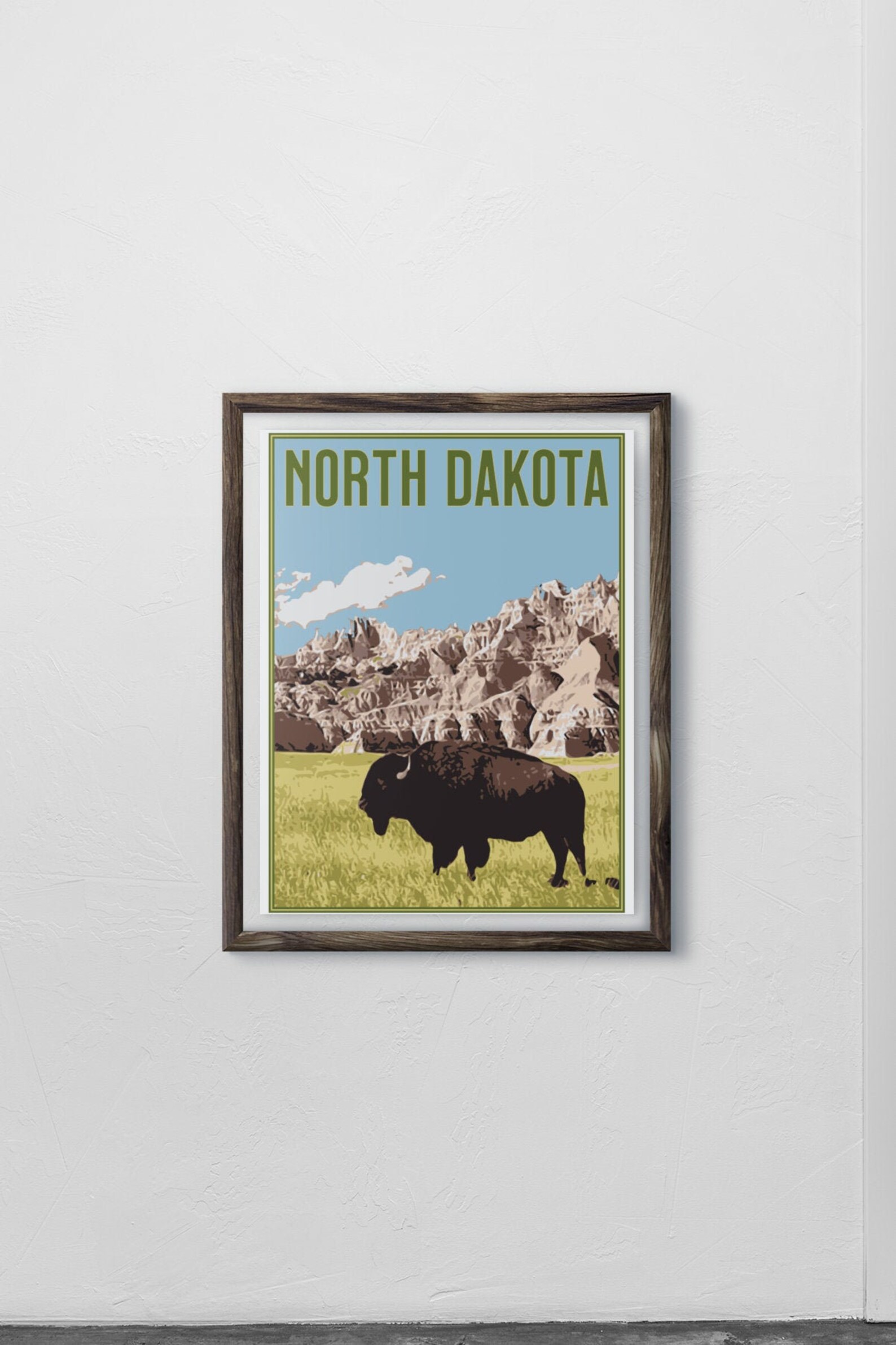 North Dakota Travel Poster, Vintage Style Poster,home, Wall Art, Travel ...